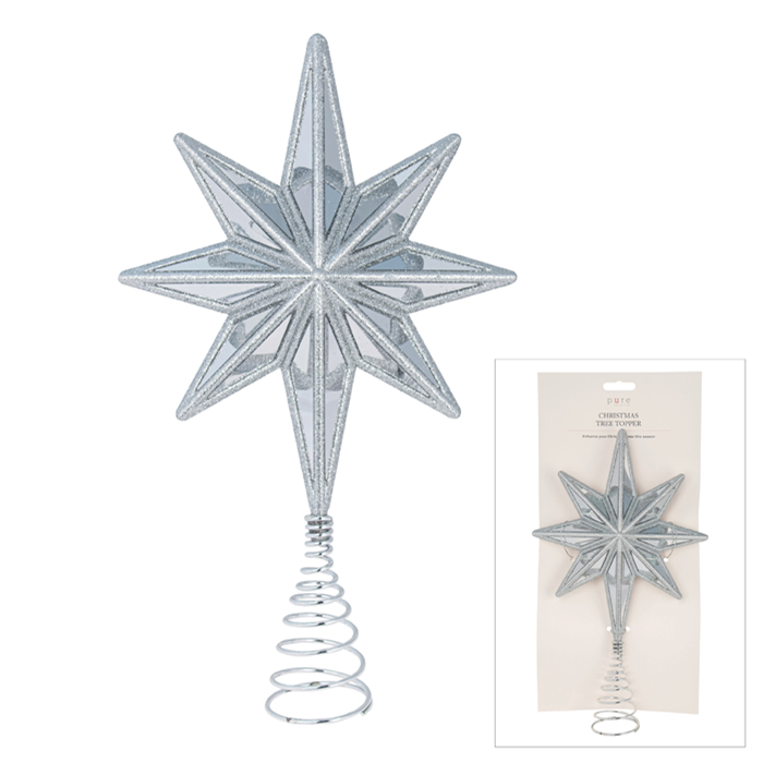 Plastic Mirror Tree Topper | Mistletoe & Holly