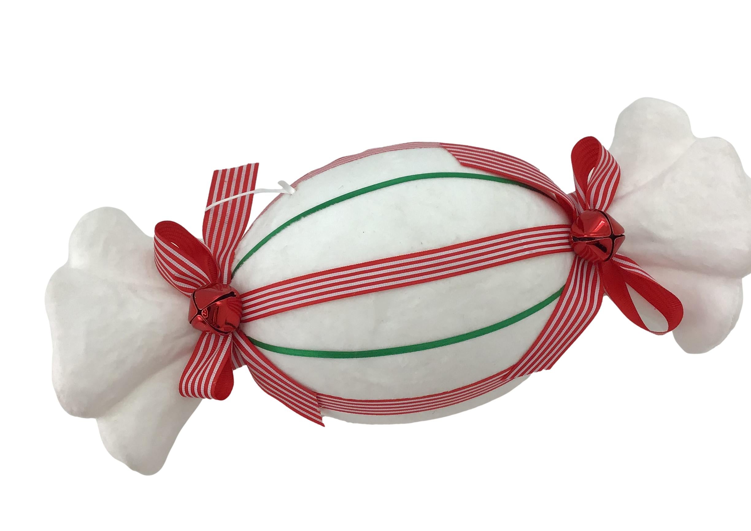 White Striped Hanging Candy | Mistletoe & Holly